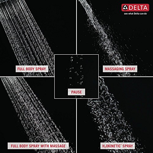 Delta Faucet Vesna 14 Series Single-Handle Shower Trim Kit with 5-Spray H2Okinetic In2ition Dual Hand Held Shower Head with Hose, Matte Black 144789-BL-I (Valve Included)