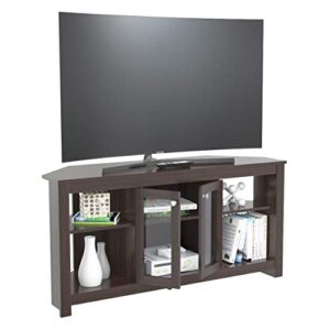 inval corner tv stand with glass doors, espresso