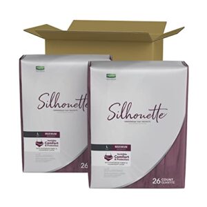 Depend Silhouette Adult Incontinence and Postpartum Underwear for Women, Maximum Absorbency, Large (40–52" Waist), Berry, 52 Count (2 Packs of 26)