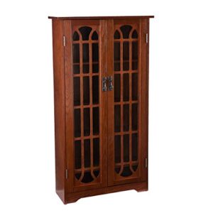 window pane media cabinet – oak