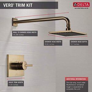 Delta Faucet Vero 14 Series Single-Function Shower Trim Kit with Single-Spray Touch-Clean Rain Shower Head, Champagne Bronze, 2.0 GPM Water Flow, T14253-CZ-WE (Valve Not Included)