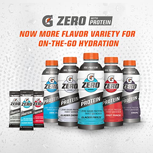 Gatorade Zero with Protein Powder Packets, 10g Whey Protein Isolate, Zero Sugar, Electrolytes, 3 Flavor Variety Pack, 0.52oz (Pack of 30)