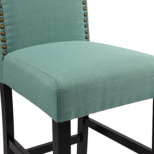 LSSBOUGHT 30 Inches Barstools, Set of 2 Classic Fabric Bar Chairs with Solid Wood Legs,for Kitchen Dining Room Side Chairs(Laguna)