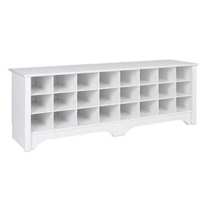 prepac 24 shoe cubby wide hall bench, 15.5″ d x 60″ w x 20.25″ h, white