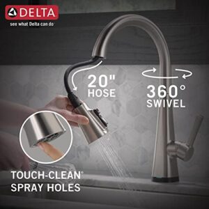 Delta Faucet Lenta Touch Kitchen Faucet Brushed Nickel, Kitchen Faucets with Pull Down Sprayer, Kitchen Sink Faucet, Faucet for Kitchen Sink, Touch2O Technology, SpotShield Stainless 19802TZ-SP-DST