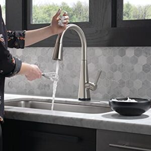 Delta Faucet Lenta Touch Kitchen Faucet Brushed Nickel, Kitchen Faucets with Pull Down Sprayer, Kitchen Sink Faucet, Faucet for Kitchen Sink, Touch2O Technology, SpotShield Stainless 19802TZ-SP-DST