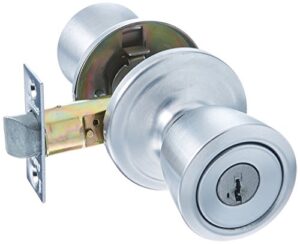 kwikset corporation 97500-074 abbey vestibule keyed knob featuring smart key, satin chrome