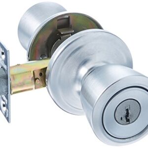 Kwikset Corporation 97500-074 Abbey Vestibule Keyed Knob featuring Smart Key, Satin Chrome