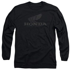 trevco honda vintage wing unisex adult long-sleeve t shirt for men and women, x-large black