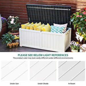 YITAHOME 120 Gallon Outdoor Storage Deck Box, Large Resin Patio Storage for Outdoor Pillows, Garden Tools and Pool Toys, Waterproof, Lockable (Black&White)