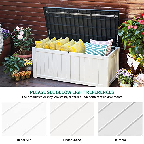 YITAHOME 120 Gallon Outdoor Storage Deck Box, Large Resin Patio Storage for Outdoor Pillows, Garden Tools and Pool Toys, Waterproof, Lockable (Black&White)