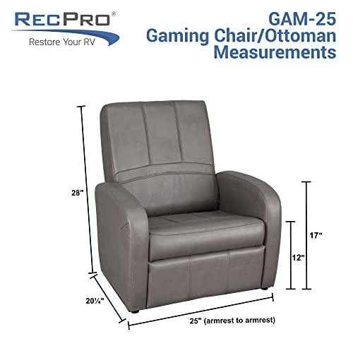 RecPro Charles RV Gaming Chair Ottoman Conversion | Built-in Storage | RV Furniture | Great for Teens | Toffee