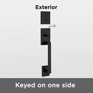 Kwikset San Clemente 98180-007 Single Cylinder Low Profile Deadbolt Exterior Only Handle Featuring Smartkey® In Matte Black