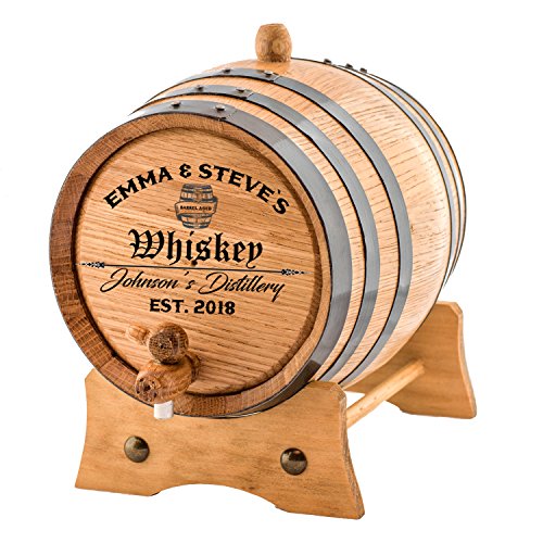 Personalized - Custom Engraved American Premium Oak Aging Barrel - Age your own Whiskey, Beer, Wine, Bourbon, Tequila, Rum, Hot Sauce & More | Barrel Aged (1 Liter)