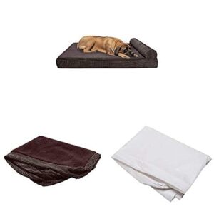 furhaven pet bundle – jumbo plus espresso orthopedic fleece & corduroy chaise lounge, extra dog bed cover, & water-resistant mattress liner for dogs & cats