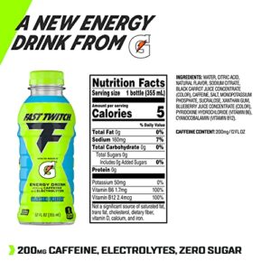 Fast Twitch Energy drink from Gatorade, Glacier Freeze, 12oz Bottles, (12 Pack), 200mg Caffeine, Zero Sugar, Electrolytes