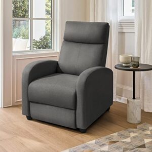 Rankok Recliner Chair Ergonomic Adjustable Single Fabric Sofa with Thicker Seat Cushion Modern Home Theater Seating for Living Room (Light Gray)