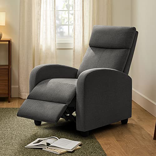 Rankok Recliner Chair Ergonomic Adjustable Single Fabric Sofa with Thicker Seat Cushion Modern Home Theater Seating for Living Room (Light Gray)