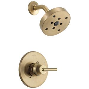 delta faucet trinsic 14 series single-function shower trim kit with single-spray h2okinetic shower head, champagne bronze t14259-cz (valve not included)