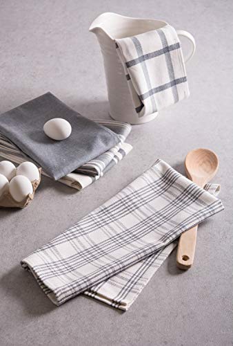 DII Assorted Woven, Kitchen Dishtowel Set, 18x28, Gray, 5 Piece