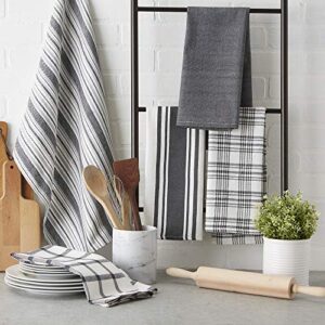 DII Assorted Woven, Kitchen Dishtowel Set, 18x28, Gray, 5 Piece