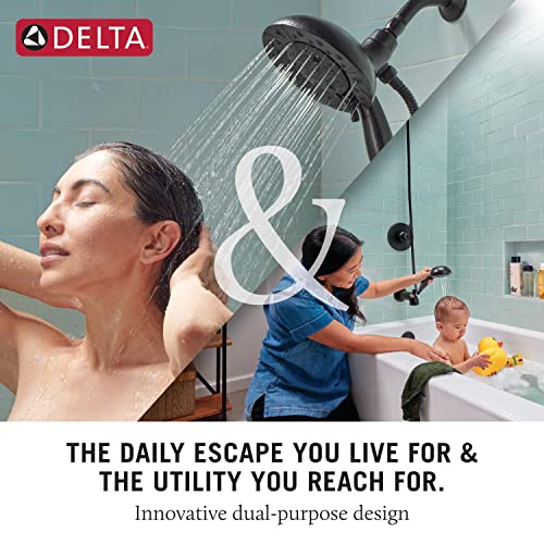 Delta Faucet 5-Spray In2ition Dual Shower Head with Handheld Spray, H2Okinetic Matte Black Shower Head with Hose, Showerheads, Handheld Shower Heads, Magnetic Docking, Matte Black 58480-BL-PK