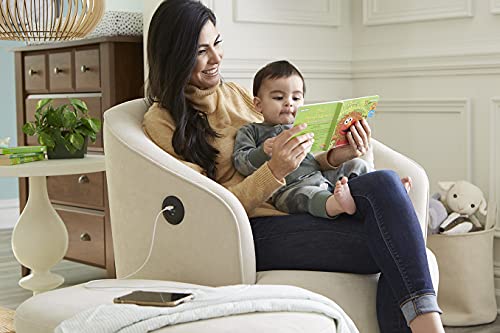 The Swivel by Nurture& | Premium Glider Swivel Chair for Nursery or Living Room with Built-in USB Charger and Stain-Resistant Performance Fabric (Ivory)