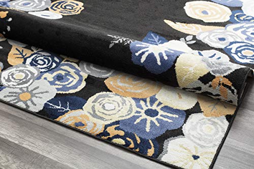 Rugs America Black & Multi Blooms Transitional Rug Royal Blossom Golden Onyx VA35A 8'0"X10'0" Area Rug