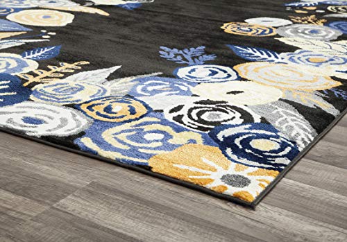 Rugs America Black & Multi Blooms Transitional Rug Royal Blossom Golden Onyx VA35A 8'0"X10'0" Area Rug