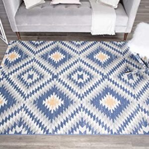 CosmoLiving by Cosmopolitan Amaia Area Rug, 5 ft x 7 ft, Kilim Cadet