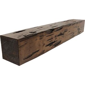 ekena millwork manupc04x04x60zd pecky cypress faux wood fireplace mantel, 4″h x 4″d x 60″w, premium aged