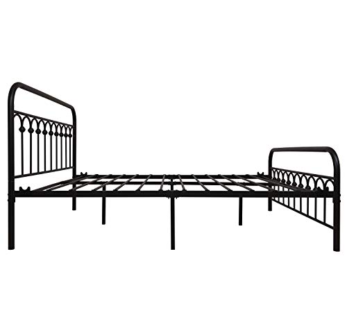 YALAXON Vintage Sturdy Queen Size Metal Bed Frame with Headboard and Footboard Basic Bed Frame No Box Spring Needed (Queen,Black)