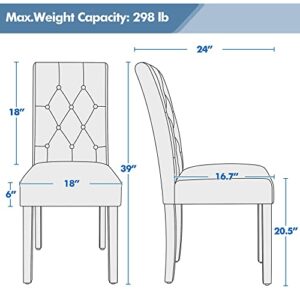 Yaheetech 6pcs Dining Chair with Solid Wood Legs Classic Style Chairs with PU Leather Cushion Padded Kitchen Chair Tall Back Living Room Chair, Gray