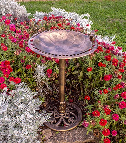 BACKYARD EXPRESSIONS PATIO · HOME · GARDEN 912449-NW Outdoor Garden Bird Bath- Bronze- Weather Resistant Polyresin-30 Inch-Backyard Expressions