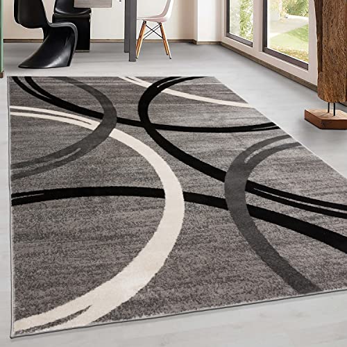 Rugshop Modern Wavy Circles Design Area Rug 5' 3" x 7' 3" Gray