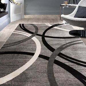 Rugshop Modern Wavy Circles Design Area Rug 5' 3" x 7' 3" Gray