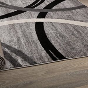 Rugshop Modern Wavy Circles Design Area Rug 5' 3" x 7' 3" Gray