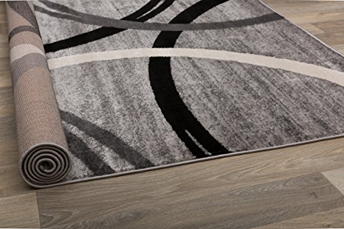 Rugshop Modern Wavy Circles Design Area Rug 5' 3" x 7' 3" Gray