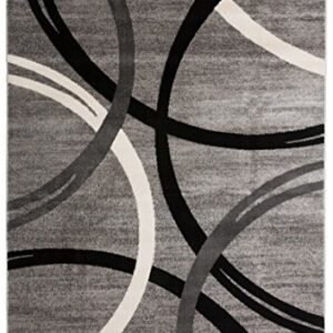 Rugshop Modern Wavy Circles Design Area Rug 5' 3" x 7' 3" Gray