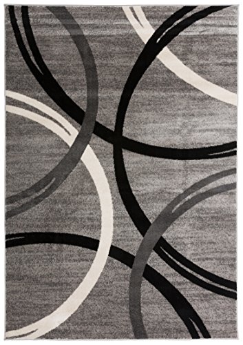 Rugshop Modern Wavy Circles Design Area Rug 5' 3" x 7' 3" Gray