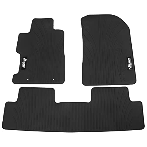 IKON MOTORSPORTS, Floor Mats Compatible With 2006-2011 Honda Civic Coupe & Sedan, Latex All Weather Easy Clean Interior Car Carpets Black Full Set 3 Pieces