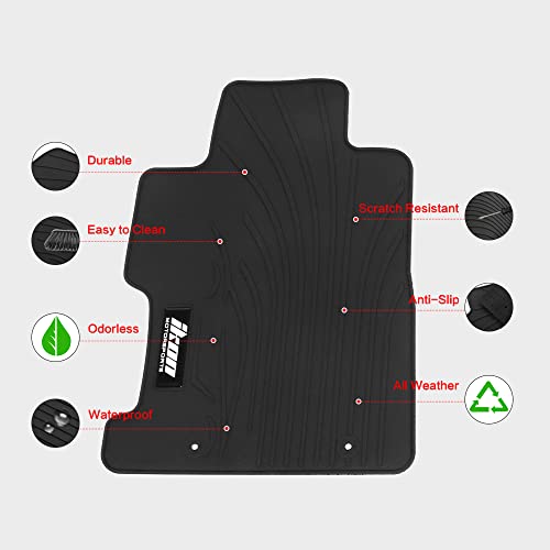 IKON MOTORSPORTS, Floor Mats Compatible With 2006-2011 Honda Civic Coupe & Sedan, Latex All Weather Easy Clean Interior Car Carpets Black Full Set 3 Pieces