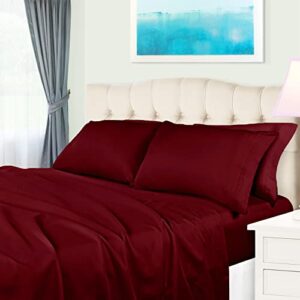 superior egyptian cotton, 650 thread count solid, deep pocket sheet set, king, burgundy, 4-piece set