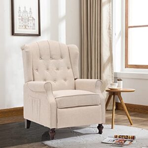 SAMERY Recliner Chair with Massage & Heating- Modern Accent Chair Upholstered Armchair Fabric Single Sofa Lounge Reading Club Chair with Tufted Wingback for Small Spaces Bedroom Living Room