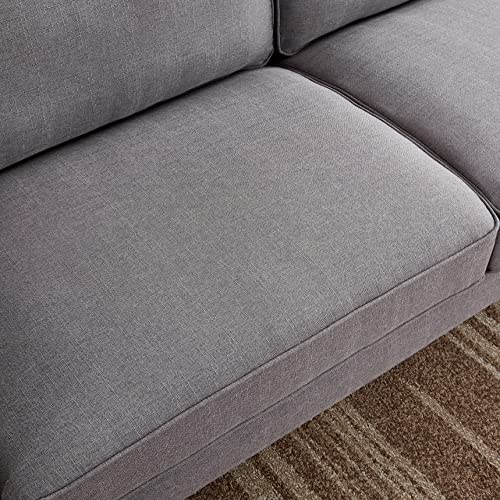 Snowhill 57in Modern Linen Loveseat, Minimalist Style Upholstered Couch for Living Room, Small Space Apartment, Office, Bedroom (Light Gray, Sofa)