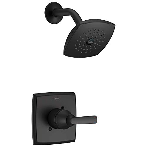 Delta Faucet Ashlyn 14 Series Matte Black Shower Faucet, Delta Shower Trim Kit with Single-Spray Touch-Clean Matte Black Shower Head, Matte Black T14264-BL (Valve Not Included)