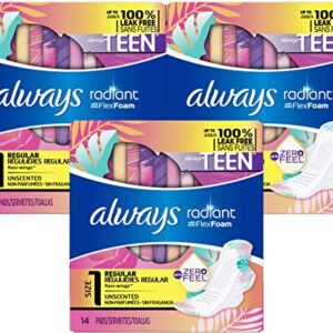 Always Radiant Teen Pads Get Real Regular, 14-Count (Pack of 3) Always Radiant Teen Pads Get Real Regular, 14-Count (Pack of 3)