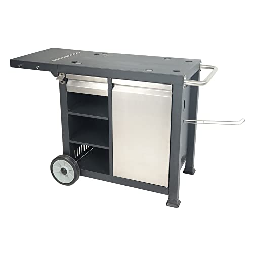 Razor GGC2228MC Universal Rolling Prep Cart with Multi-Layer Shelves and Storage Drawer for 29" Portable Outdoor Griddle and Grills, Black