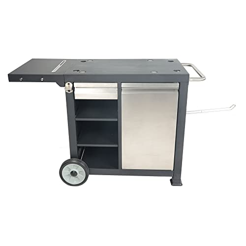 Razor GGC2228MC Universal Rolling Prep Cart with Multi-Layer Shelves and Storage Drawer for 29" Portable Outdoor Griddle and Grills, Black