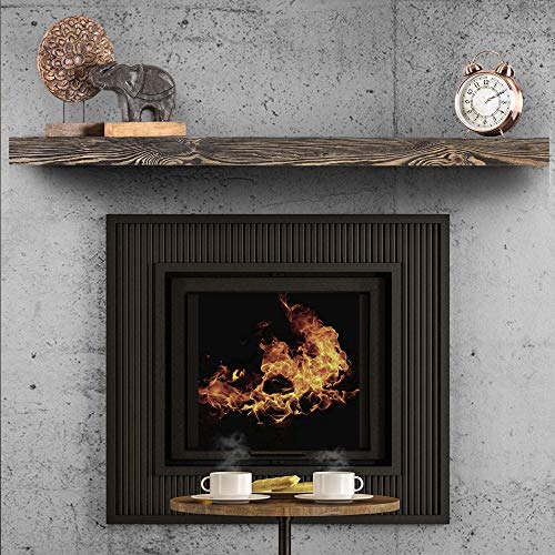 BoscoMondo 48 Inch Fireplace Mantel, Rustic Solid Wood Piece Floating Shelf – Wall Decor for Kitchen, Farmhouse, – Wall Mounted – Pine Wood - Invisible Heavy Duty Bracket (48", Black)